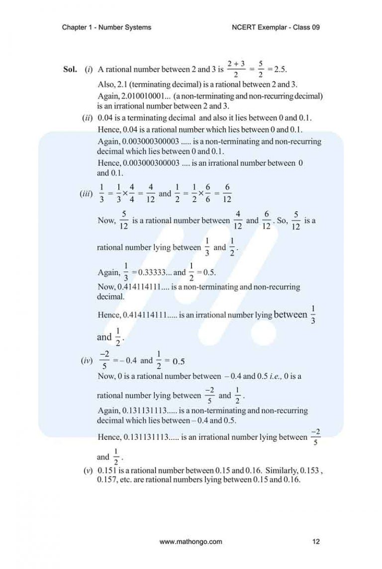 NCERT Exemplar for Class 9 Maths Chapter 1 – MathonGo