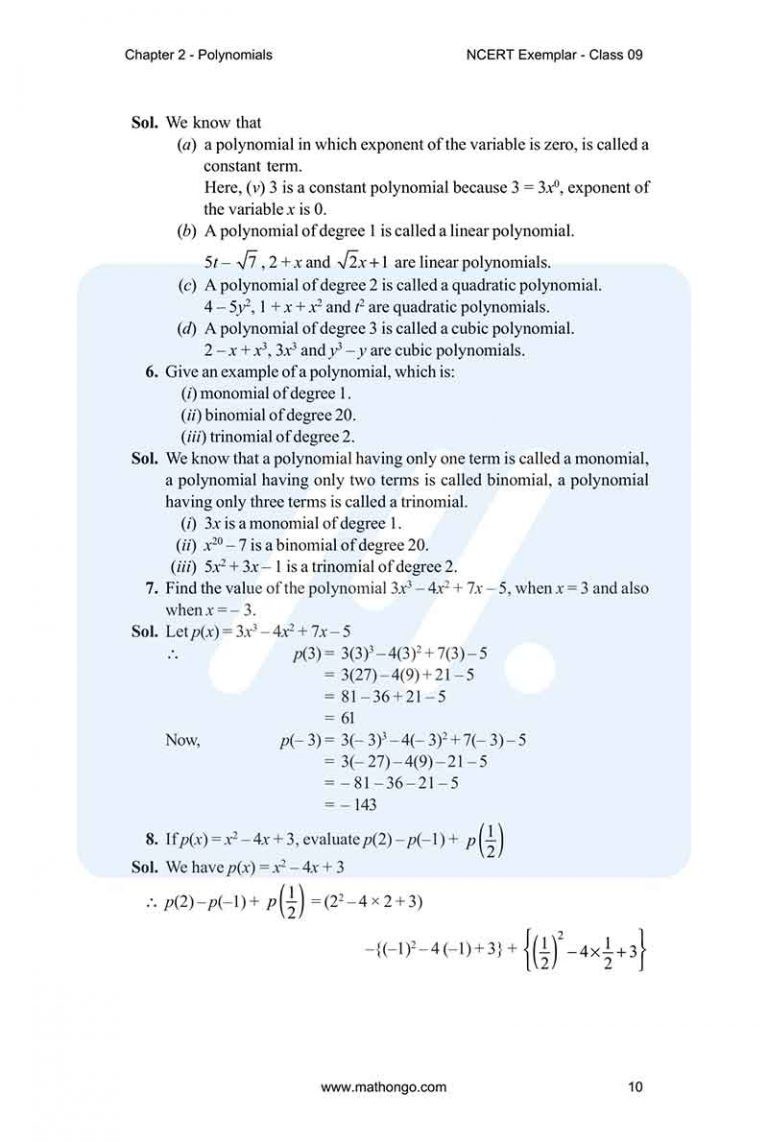 NCERT Exemplar for Class 9 Maths Chapter 2 – MathonGo