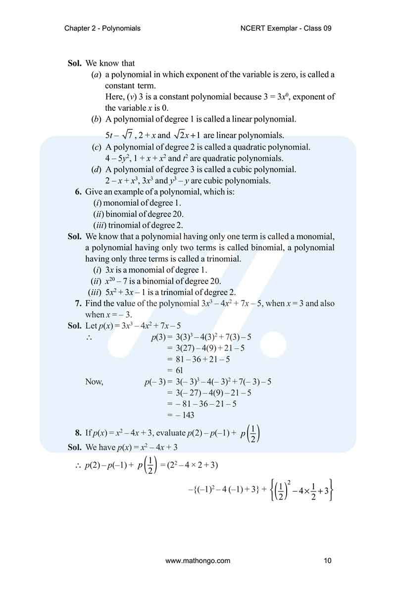 NCERT Exemplar for Class 9 Maths Chapter 2 – MathonGo