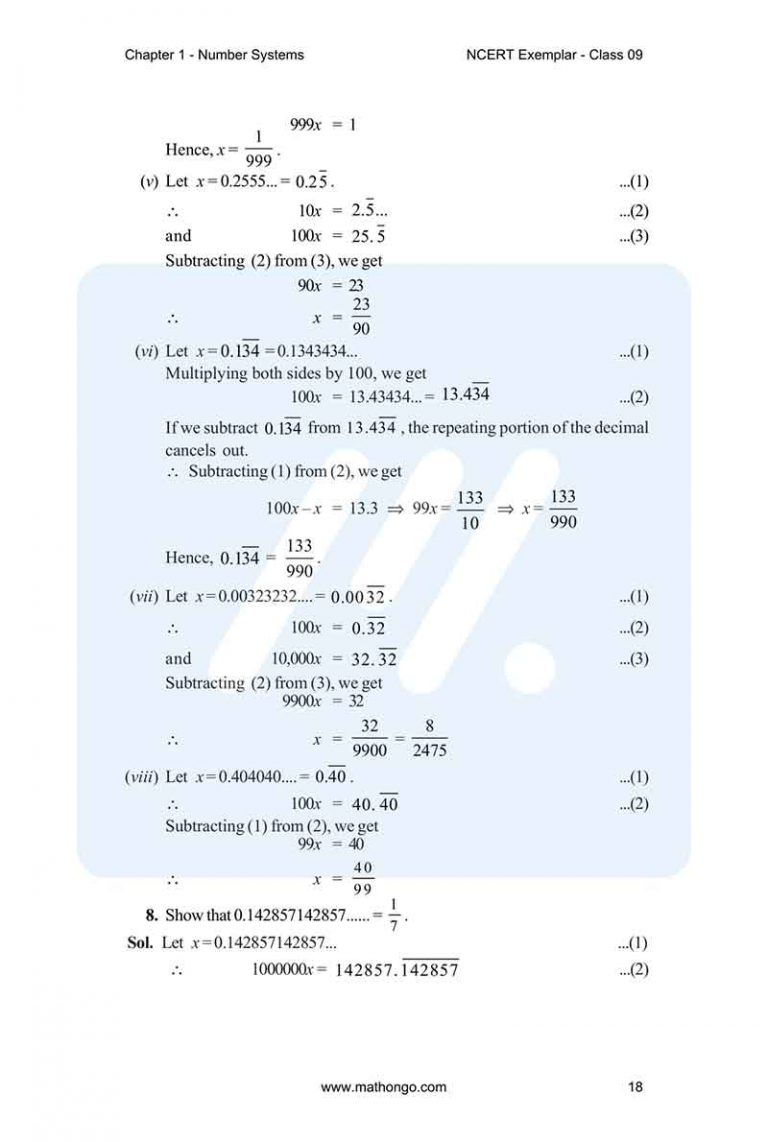 NCERT Exemplar for Class 9 Maths Chapter 1 – MathonGo