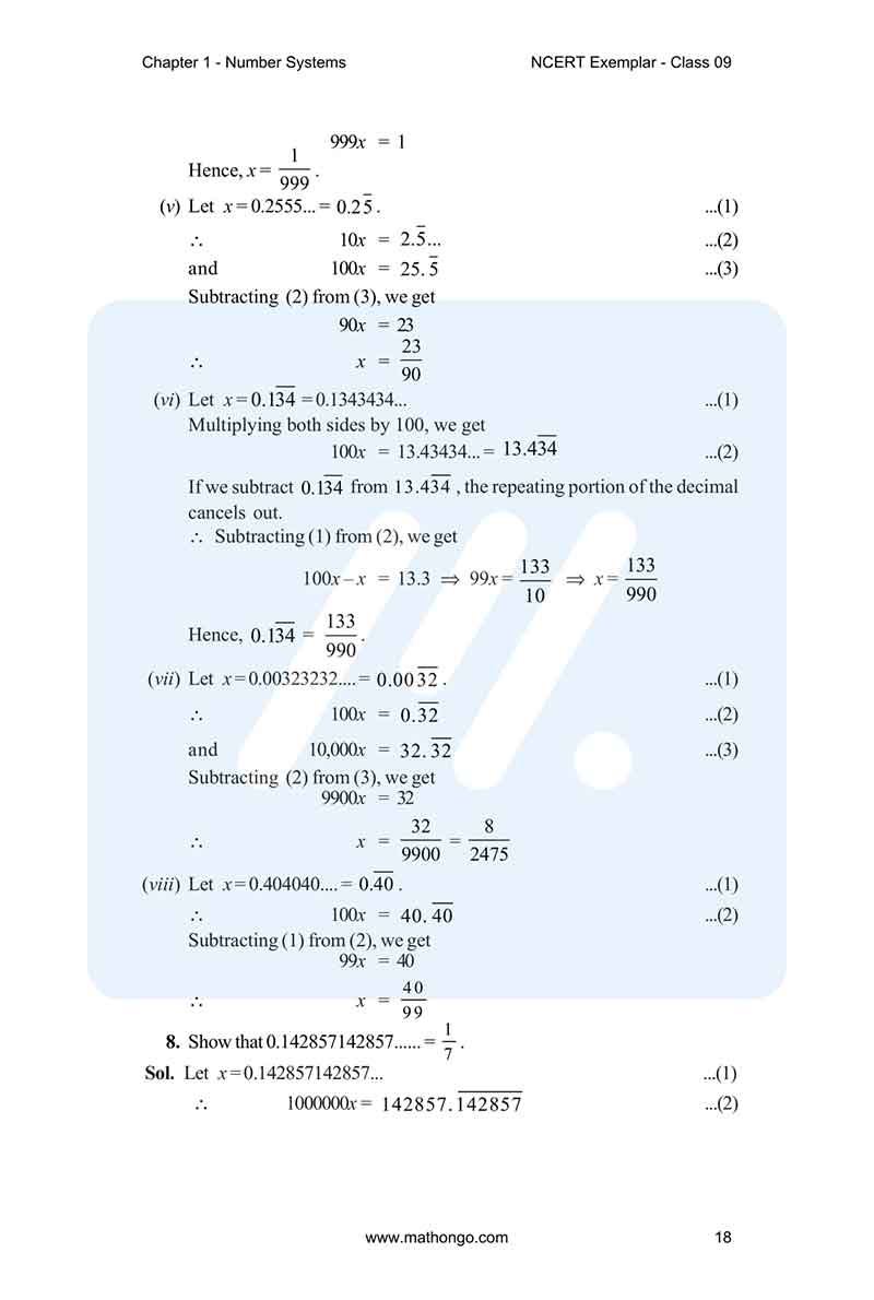 NCERT Exemplar for Class 9 Maths Chapter 1 – MathonGo
