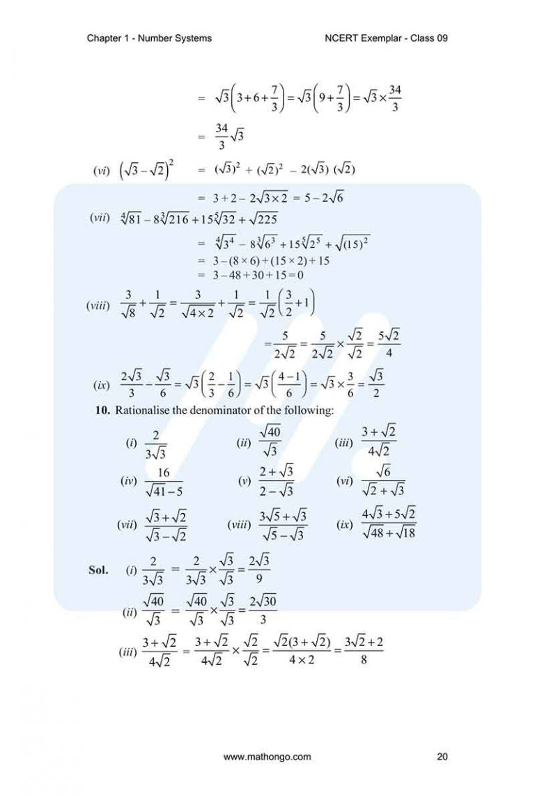 NCERT Exemplar for Class 9 Maths Chapter 1 – MathonGo