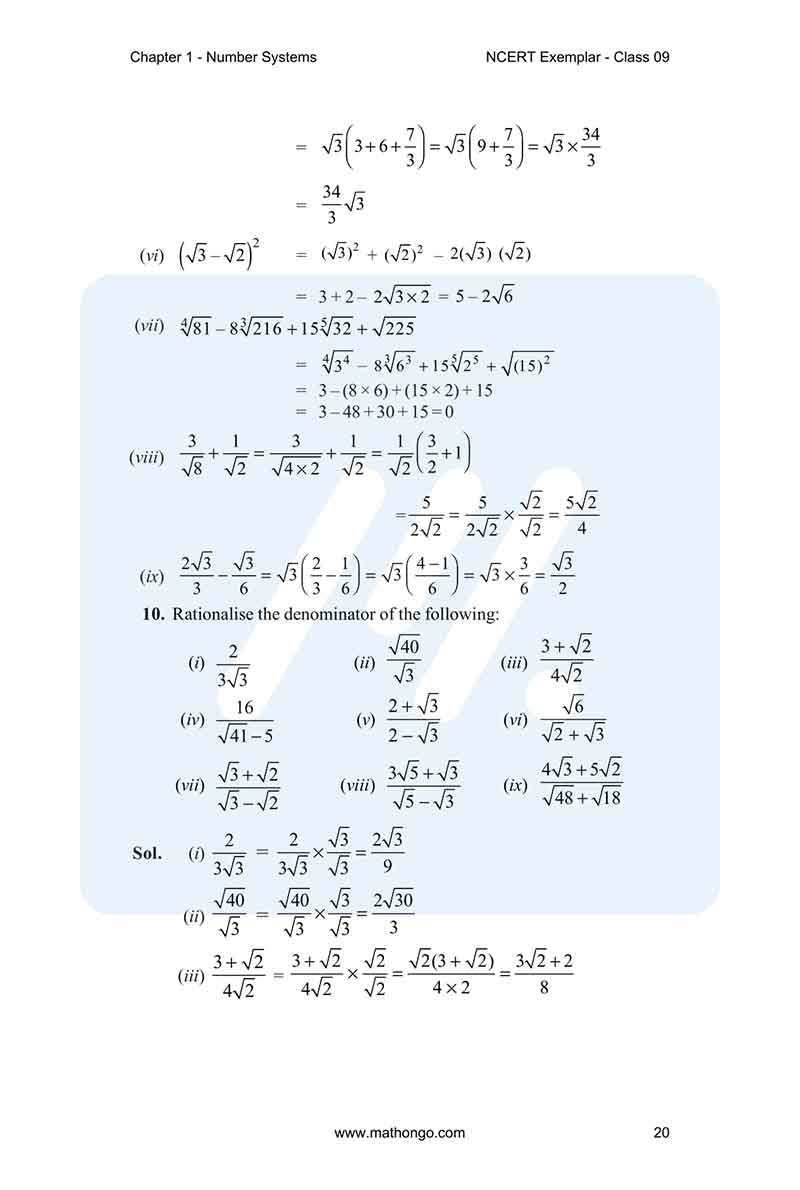 NCERT Exemplar for Class 9 Maths Chapter 1 – MathonGo