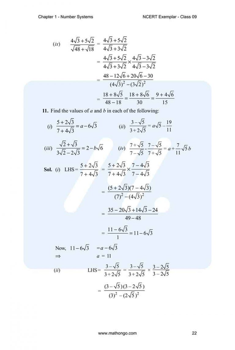 NCERT Exemplar for Class 9 Maths Chapter 1 – MathonGo