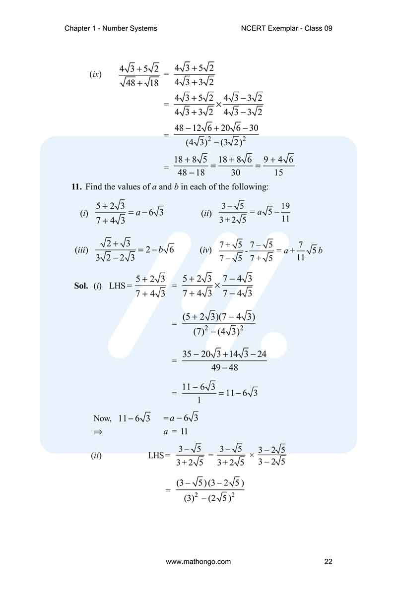 NCERT Exemplar for Class 9 Maths Chapter 1 – MathonGo