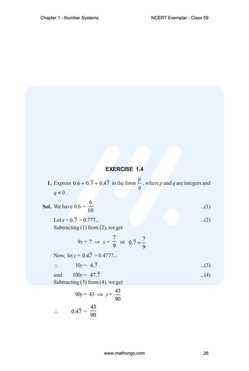 NCERT Exemplar for Class 9 Maths Chapter 1 – MathonGo