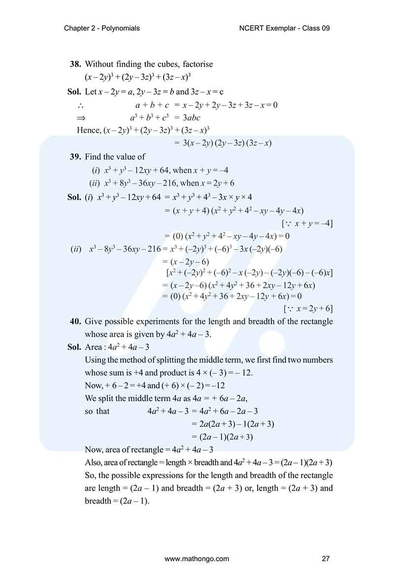 NCERT Exemplar for Class 9 Maths Chapter 2 – MathonGo