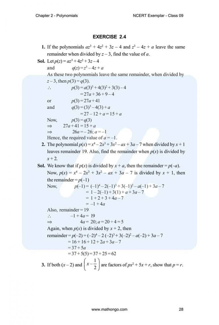 NCERT Exemplar for Class 9 Maths Chapter 2 – MathonGo