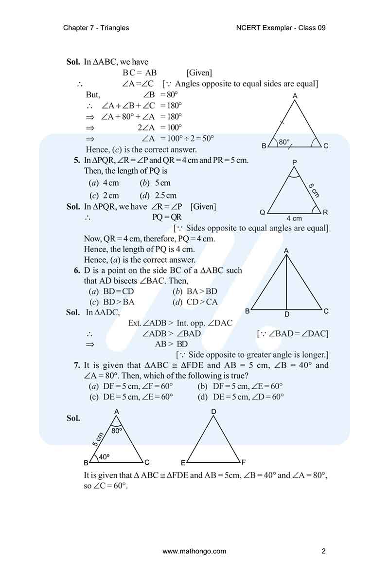NCERT Exemplar for Class 9 Maths Chapter 7 – MathonGo