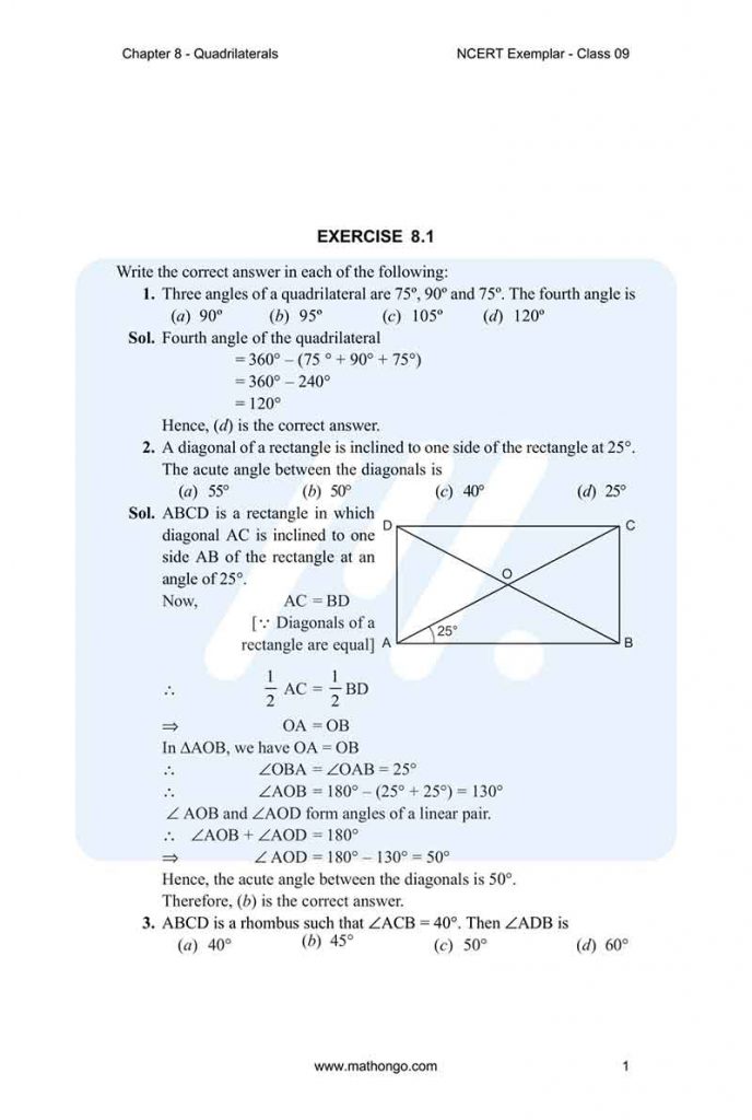 NCERT Exemplar For Class 9 Maths Chapter 8 MathonGo