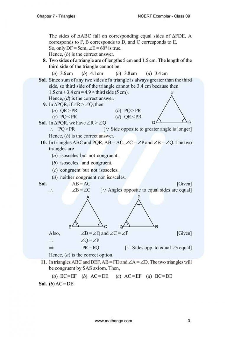 NCERT Exemplar for Class 9 Maths Chapter 7 – MathonGo