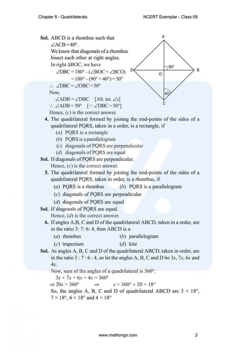 NCERT Exemplar for Class 9 Maths Chapter 8 – MathonGo