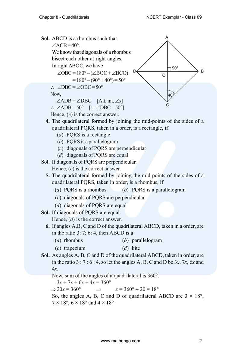 NCERT Exemplar for Class 9 Maths Chapter 8 – MathonGo