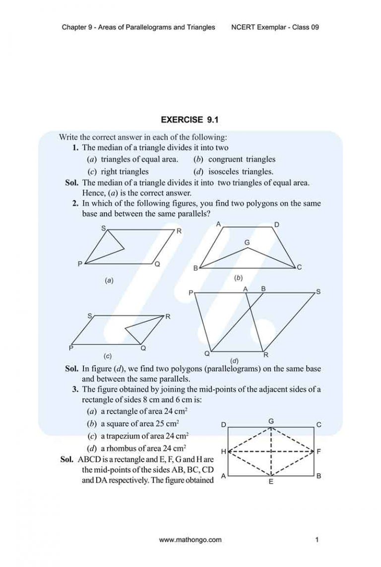 NCERT Exemplar for Class 9 Maths Chapter 9 – MathonGo