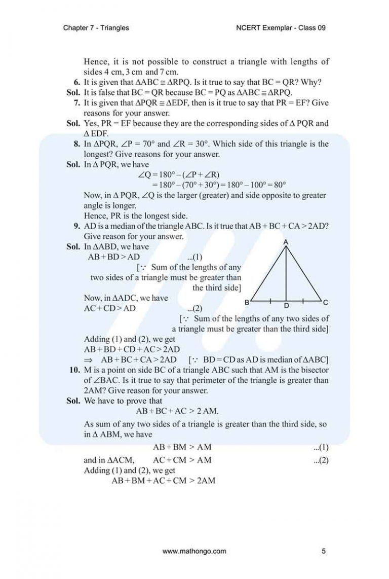 NCERT Exemplar for Class 9 Maths Chapter 7 – MathonGo