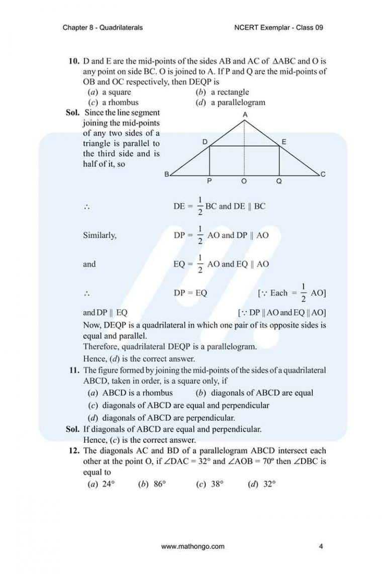 NCERT Exemplar for Class 9 Maths Chapter 8 – MathonGo