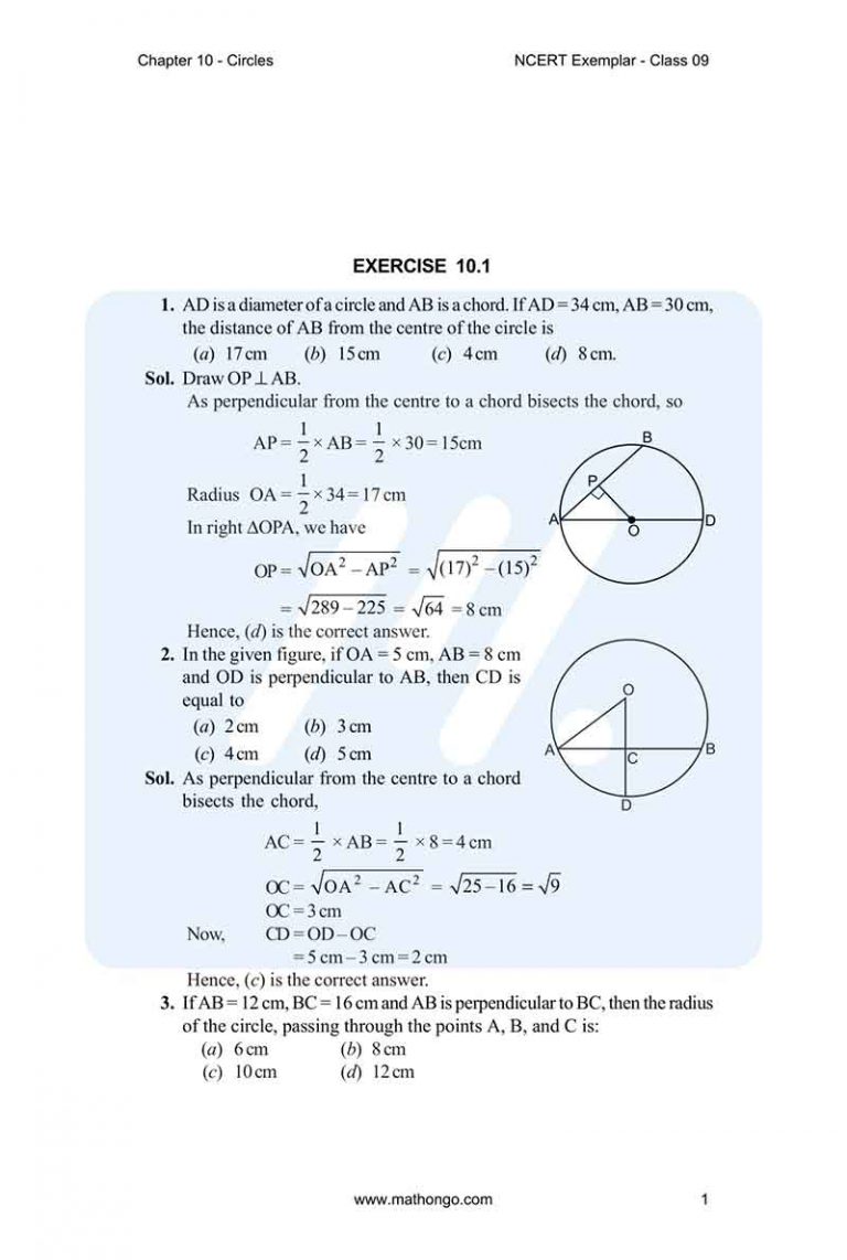NCERT Exemplar for Class 9 Maths Chapter 10 – MathonGo