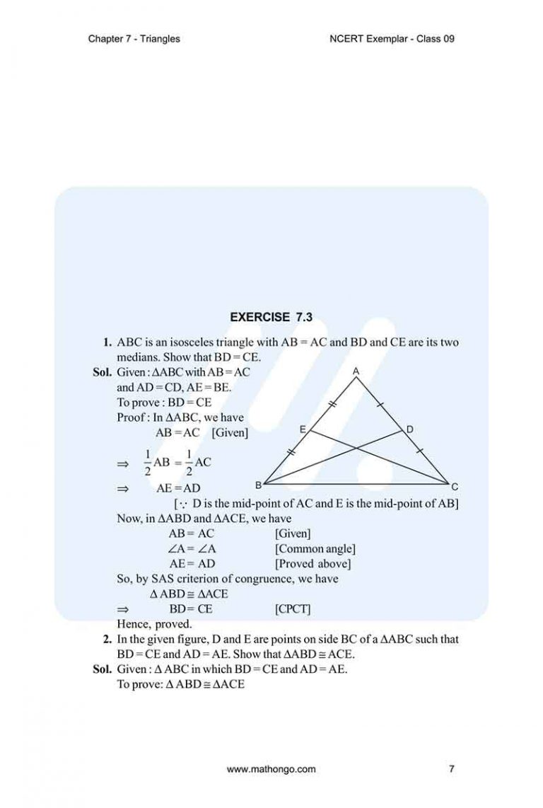 NCERT Exemplar for Class 9 Maths Chapter 7 – MathonGo
