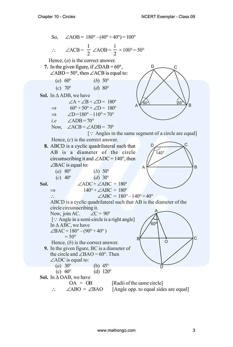 NCERT Exemplar for Class 9 Maths Chapter 10 – MathonGo