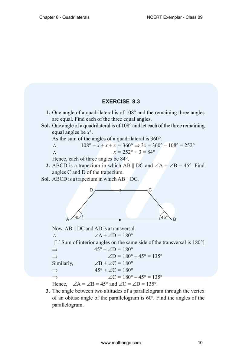 NCERT Exemplar for Class 9 Maths Chapter 8 – MathonGo