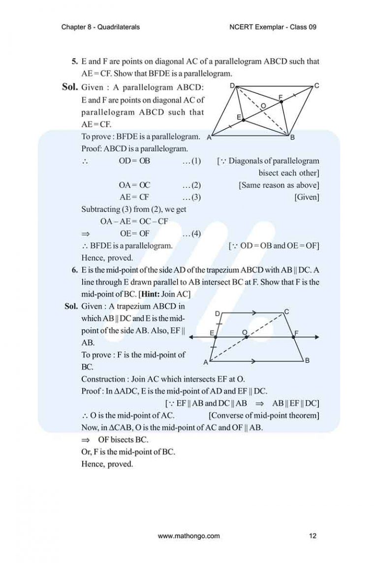 NCERT Exemplar for Class 9 Maths Chapter 8 – MathonGo