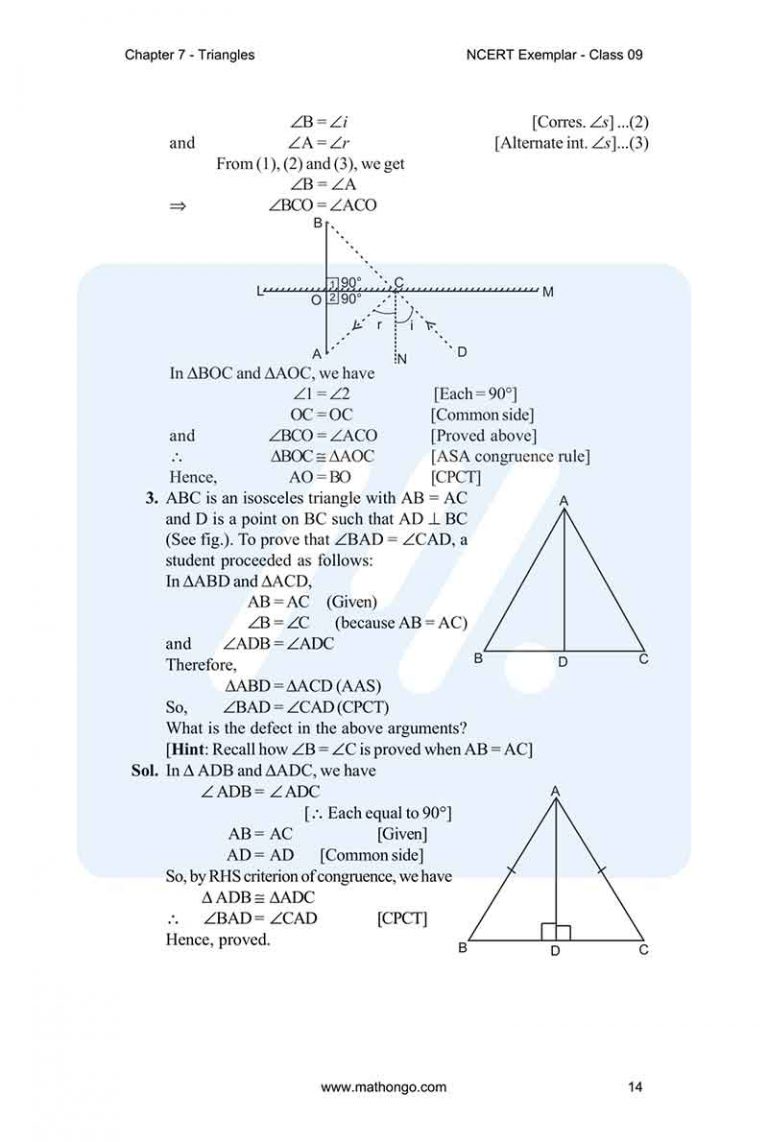 NCERT Exemplar for Class 9 Maths Chapter 7 – MathonGo