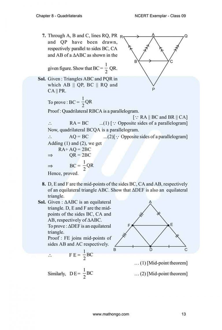 NCERT Exemplar for Class 9 Maths Chapter 8 – MathonGo