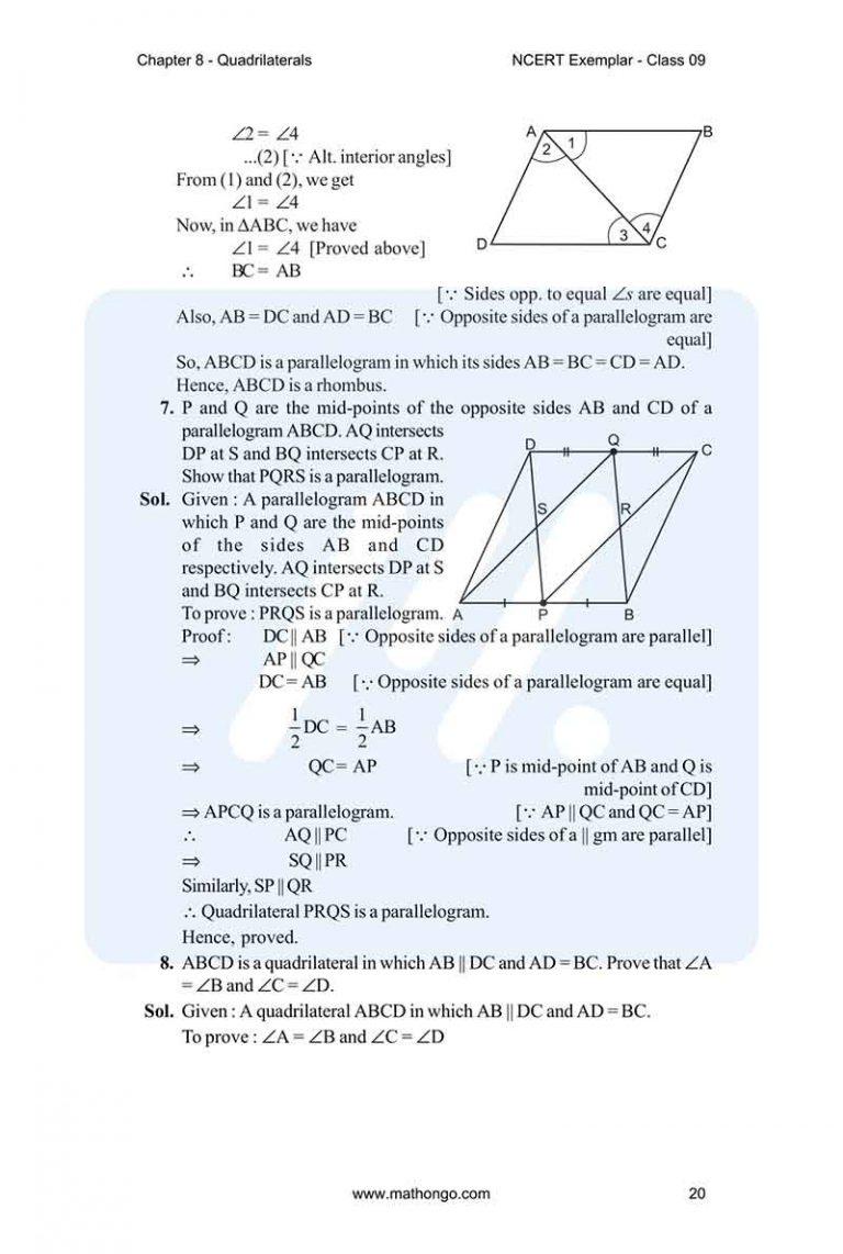 NCERT Exemplar for Class 9 Maths Chapter 8 – MathonGo