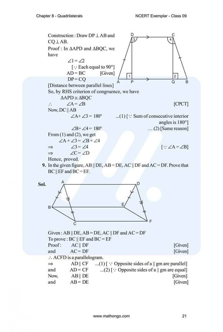 NCERT Exemplar for Class 9 Maths Chapter 8 – MathonGo