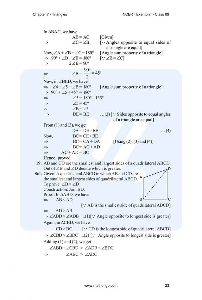 NCERT Exemplar for Class 9 Maths Chapter 7 – MathonGo