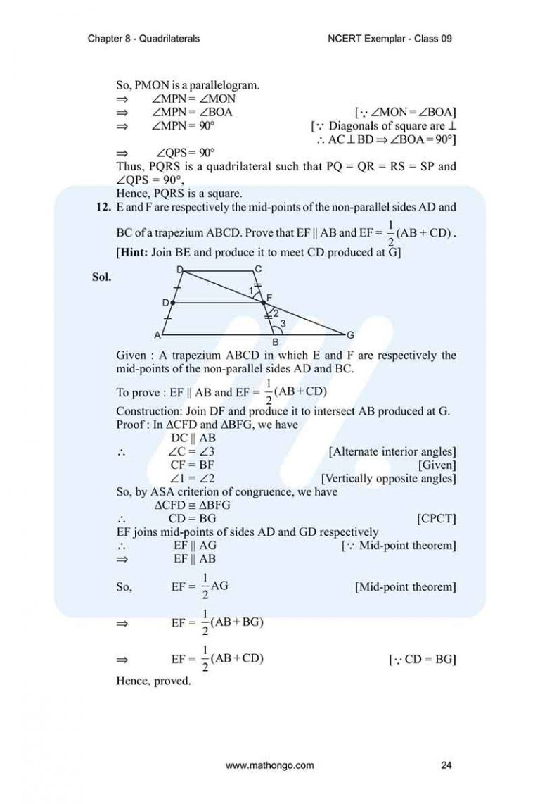 NCERT Exemplar for Class 9 Maths Chapter 8 – MathonGo