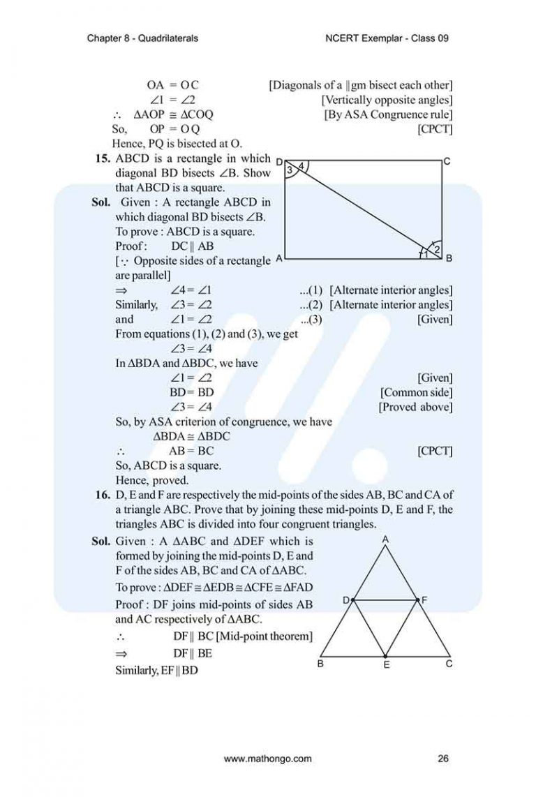NCERT Exemplar for Class 9 Maths Chapter 8 – MathonGo