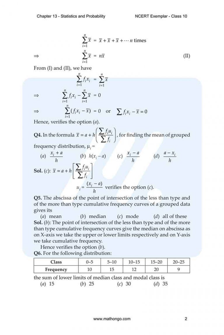 NCERT Exemplar for Class 10 Maths Chapter 13 – MathonGo