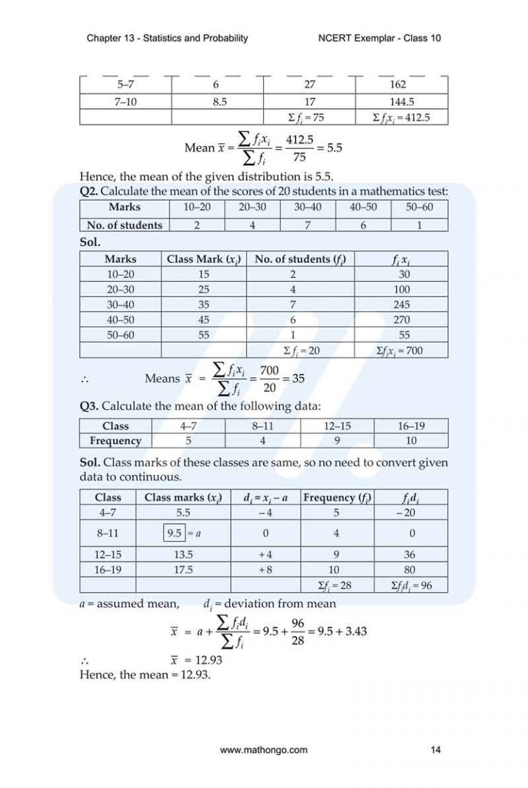NCERT Exemplar for Class 10 Maths Chapter 13 – MathonGo