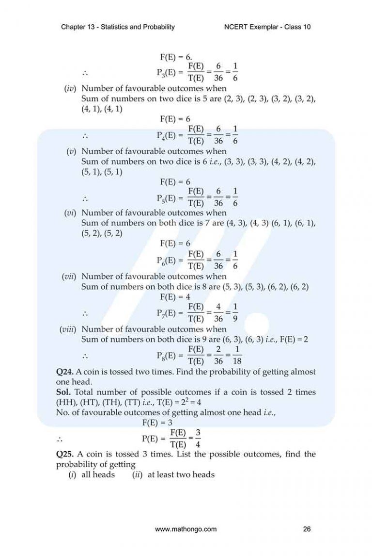 NCERT Exemplar for Class 10 Maths Chapter 13 – MathonGo