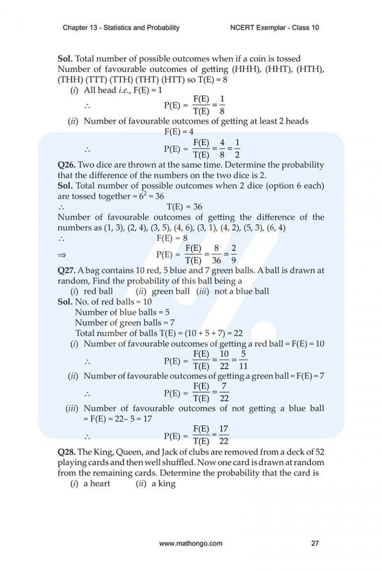 NCERT Exemplar for Class 10 Maths Chapter 13 – MathonGo