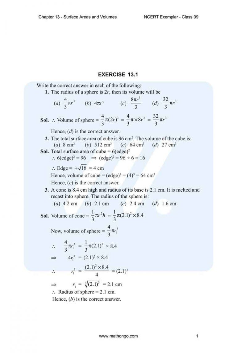 NCERT Exemplar for Class 9 Maths Chapter 13 – MathonGo