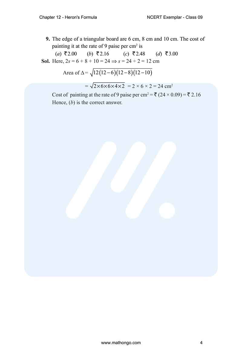 NCERT Exemplar for Class 9 Maths Chapter 12 – MathonGo