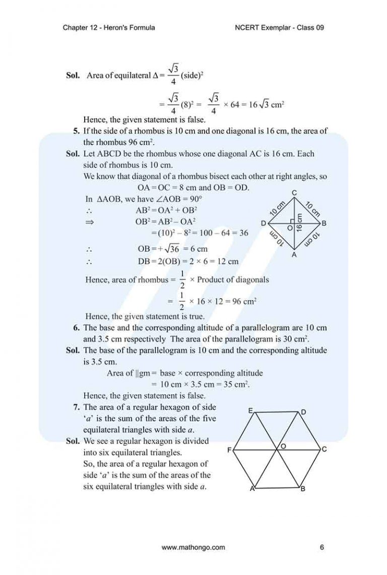 NCERT Exemplar for Class 9 Maths Chapter 12 – MathonGo