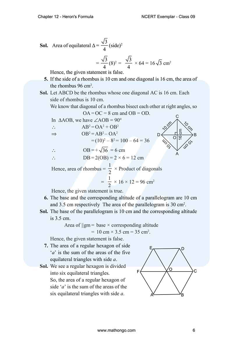 NCERT Exemplar for Class 9 Maths Chapter 12 – MathonGo