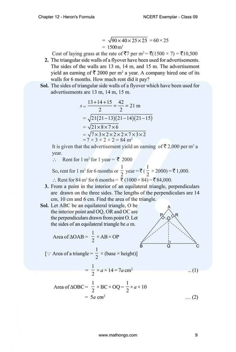NCERT Exemplar for Class 9 Maths Chapter 12 – MathonGo