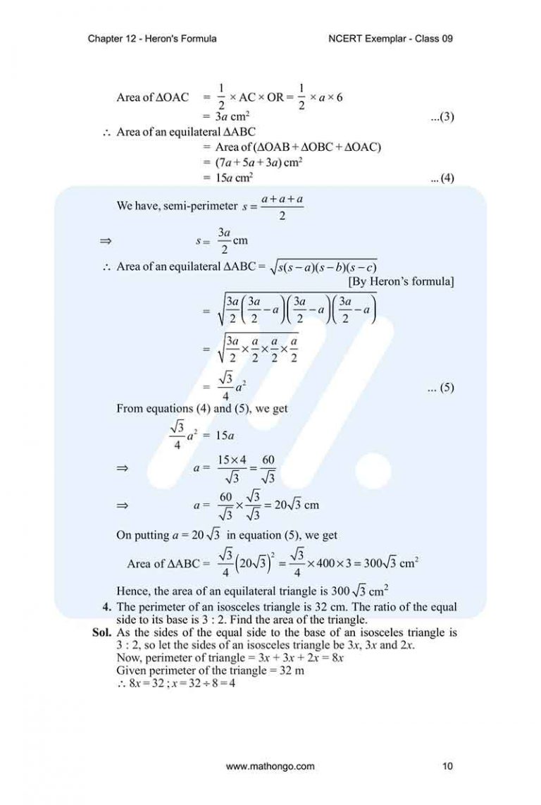 NCERT Exemplar for Class 9 Maths Chapter 12 – MathonGo