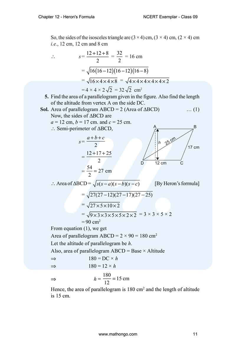 NCERT Exemplar for Class 9 Maths Chapter 12 – MathonGo
