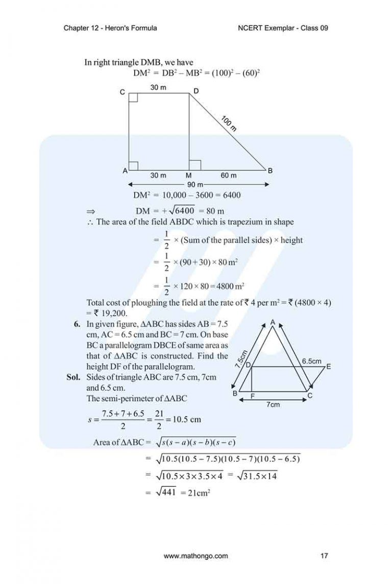 NCERT Exemplar for Class 9 Maths Chapter 12 – MathonGo