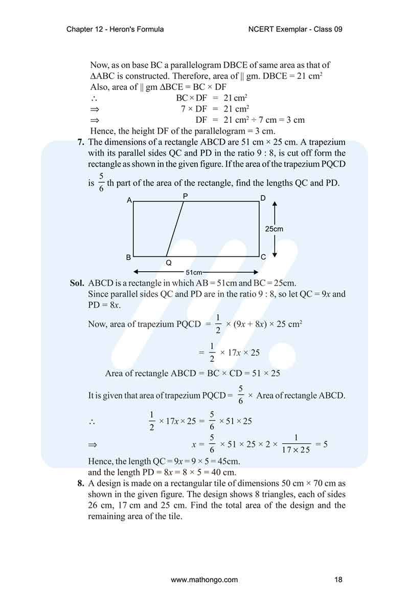 NCERT Exemplar for Class 9 Maths Chapter 12 – MathonGo