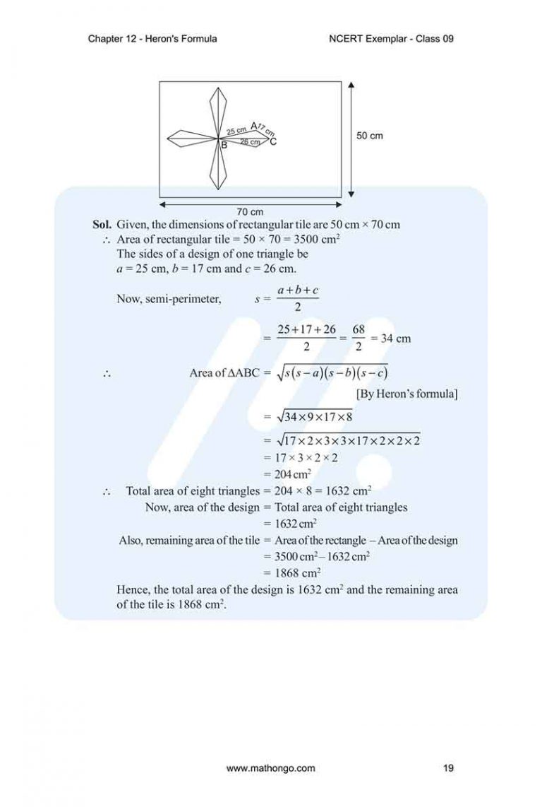 NCERT Exemplar for Class 9 Maths Chapter 12 – MathonGo