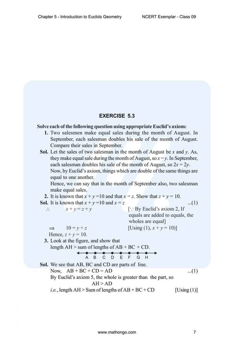 NCERT Exemplar for Class 9 Maths Chapter 5 – MathonGo
