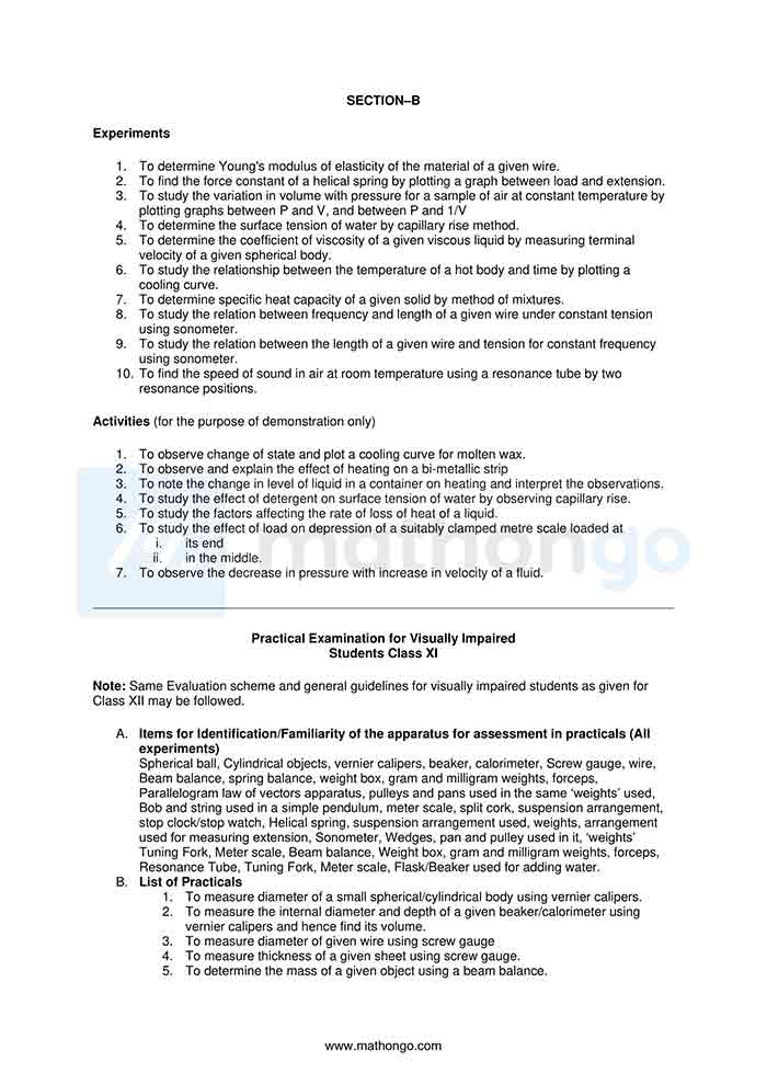 CBSE Syllabus For Class 11 Physics MathonGo