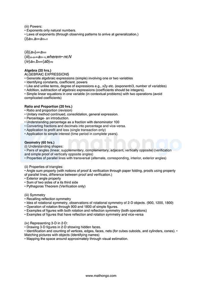 CBSE Syllabus For Class 7 Maths MathonGo CBSE Syllabus For Class 7 Maths MathonGo