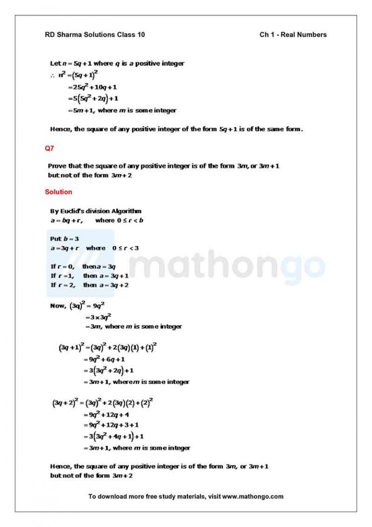 RD Sharma Class 10 Solutions Chapter 1 – Real Numbers – MathonGo